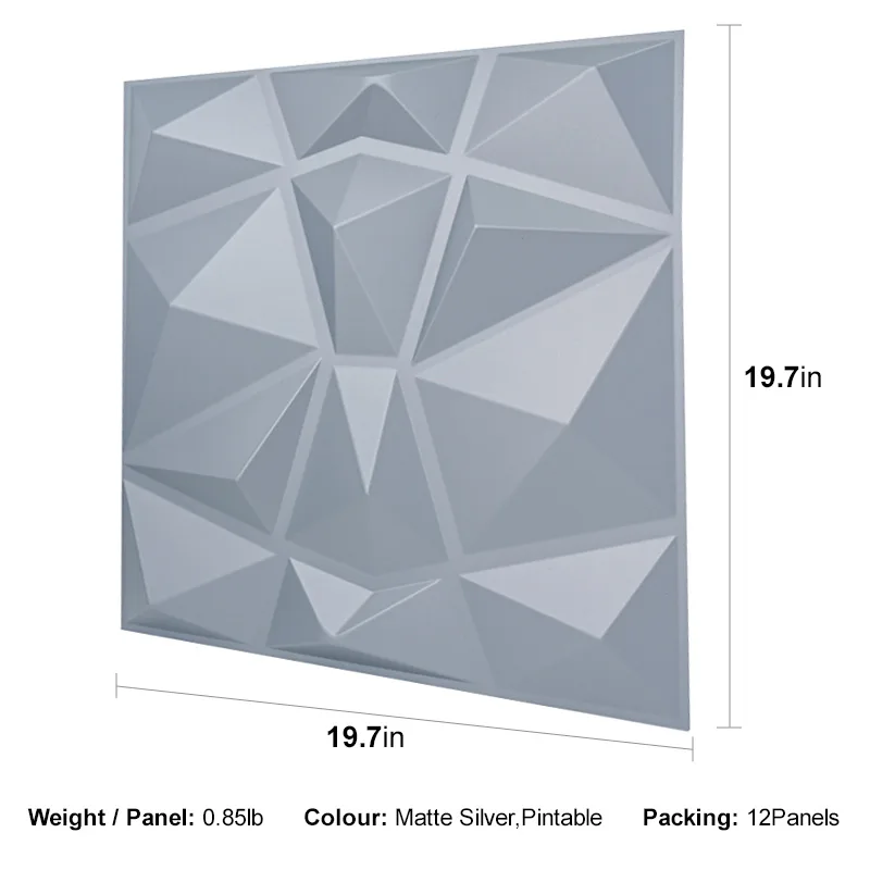 DIVINE DIMOND SILVER-3D Texture - Pack of 12 Stylish PVC Panels ...