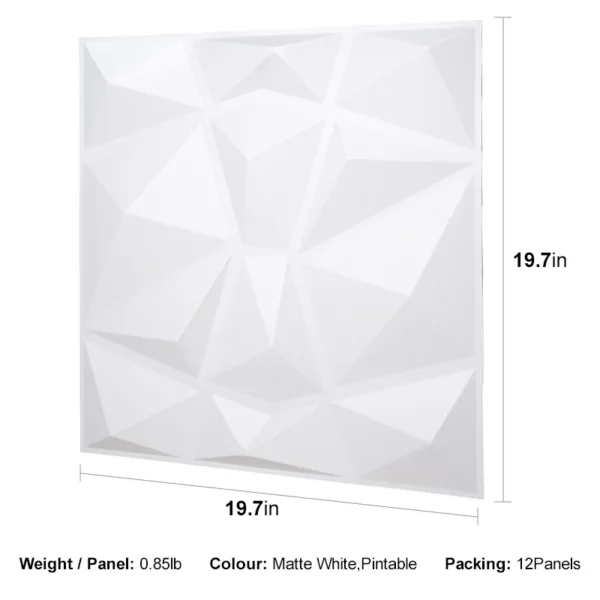 DIVINE DIMOND WHITE-3D Texture - Pack of 12 Stylish PVC Panels ...