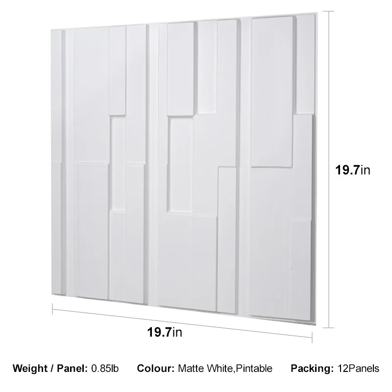 DAZZLING SQUARE WHITE-3D Texture - Pack of 12 Stylish PVC Panels ...